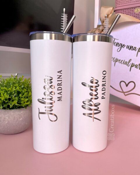 Kit termo delgado 590ml x2 y caja mediana personalizada | Creatiboxs
