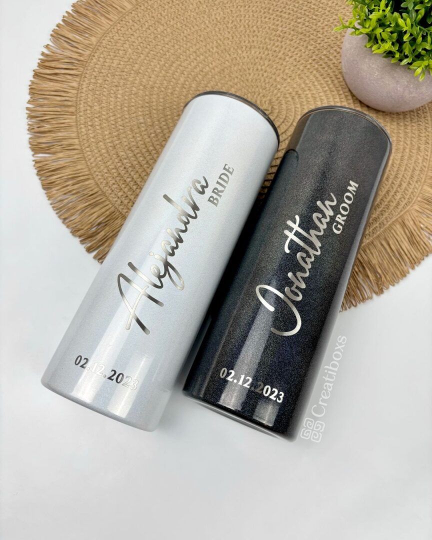 Duo novios - Termo personalizado glitter 590ml 20oz x2 | Creatiboxs