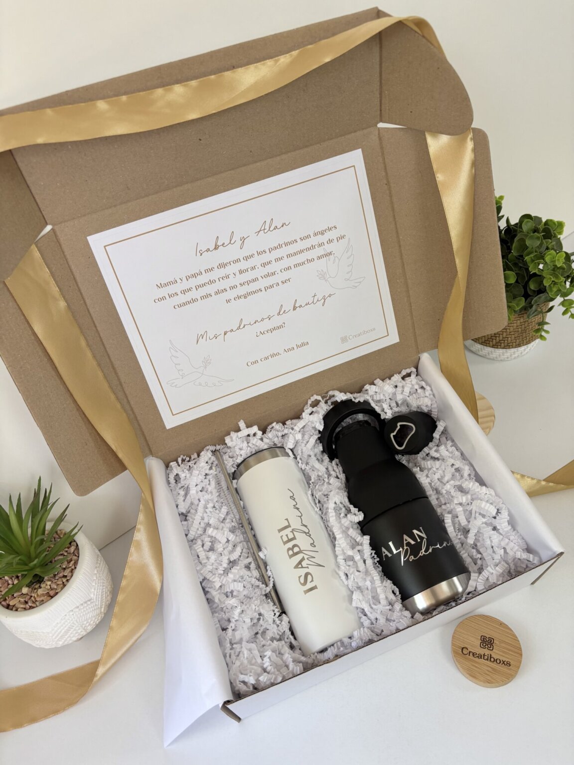 Kit porta botellas + termo delgado 590ml y caja personalizada md ...